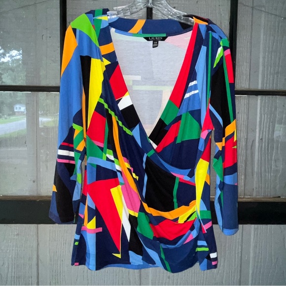 Lauren Ralph Lauren | Tops | Lauren Ralph Lauren Surplice Top Very Bold ...
